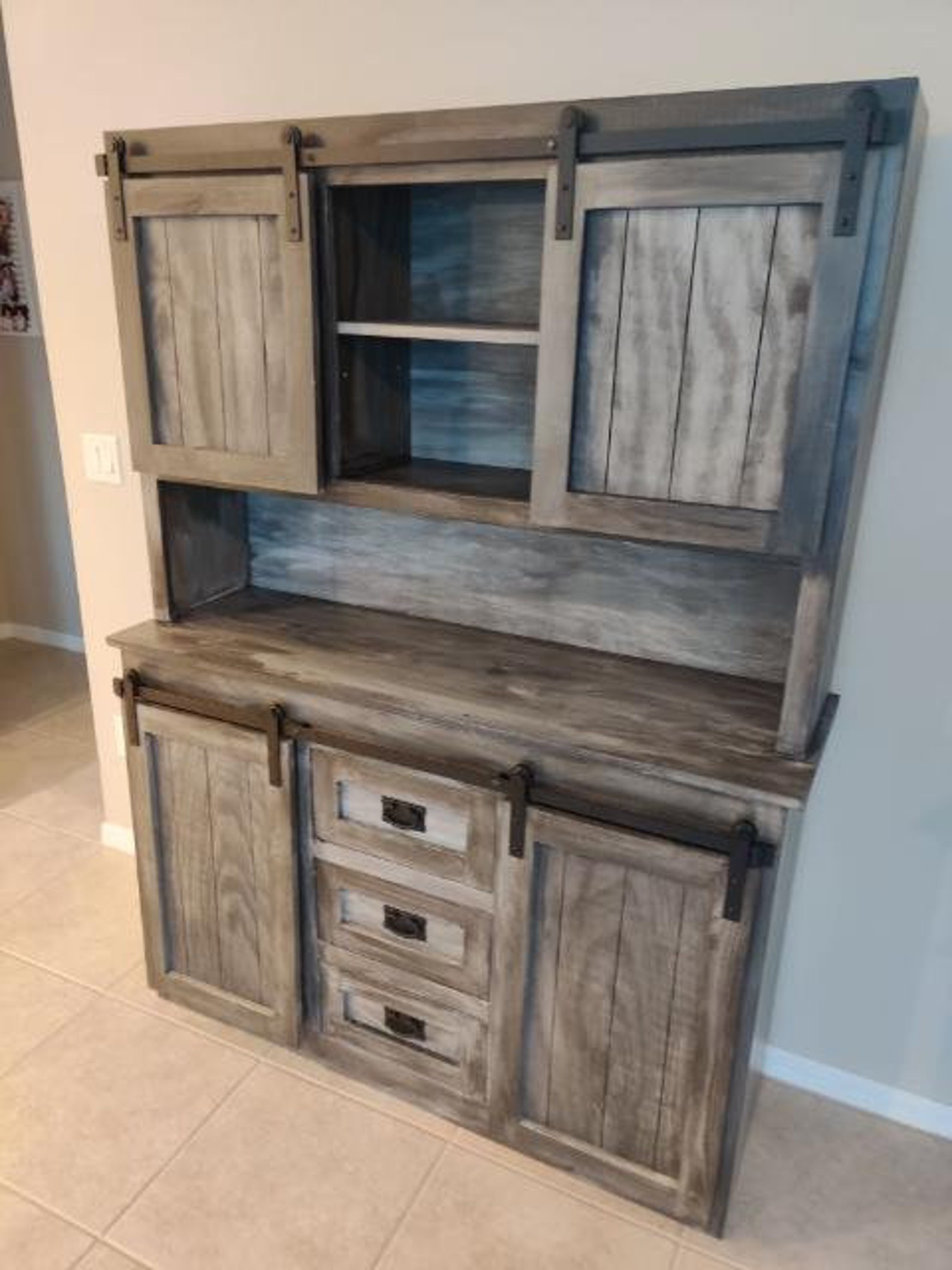 FREE SHIPPING Handcrafted Modern Rustic Farmhouse Hutch Cabinet/coffee ...