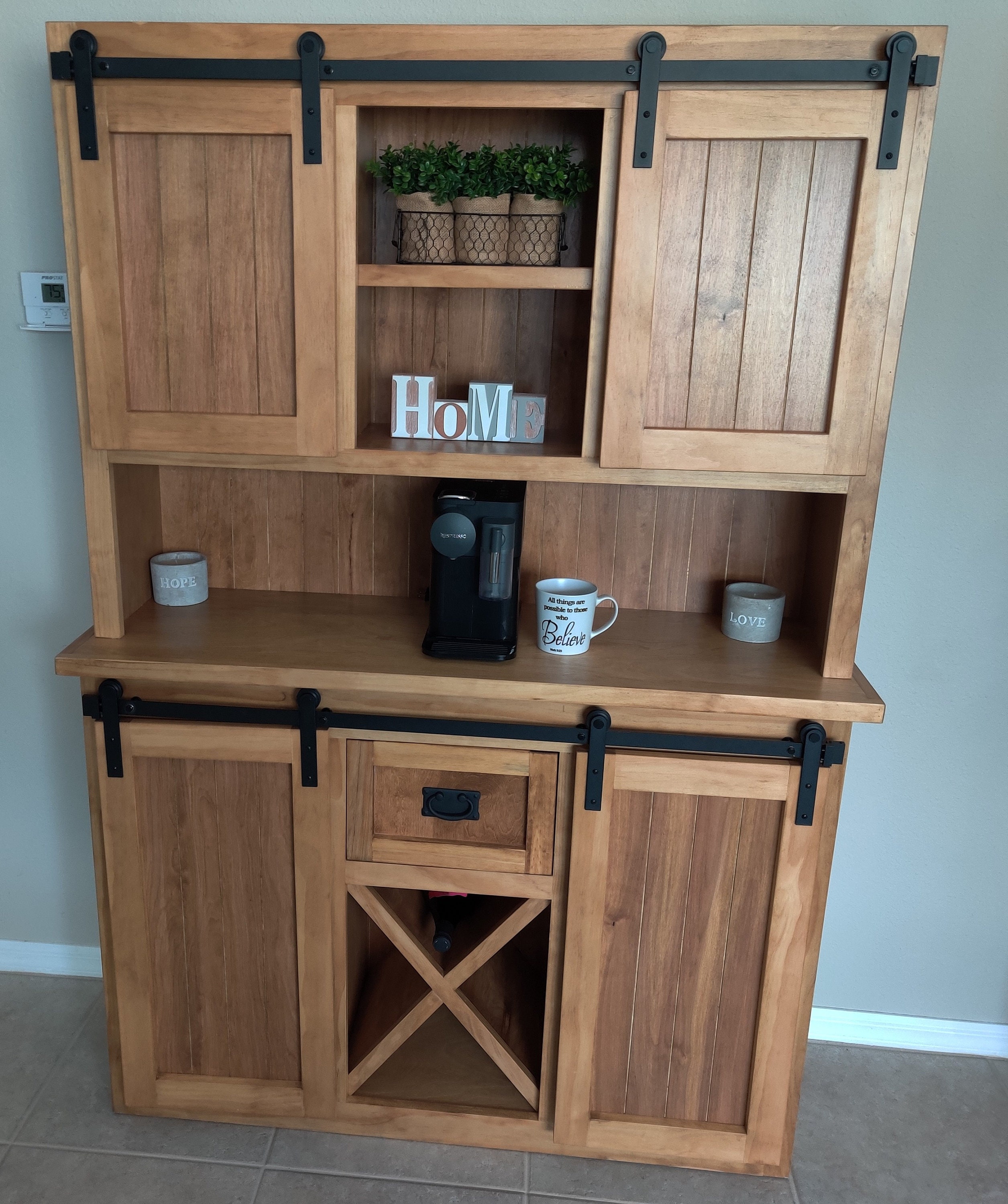 Barn door hutch cabinet store