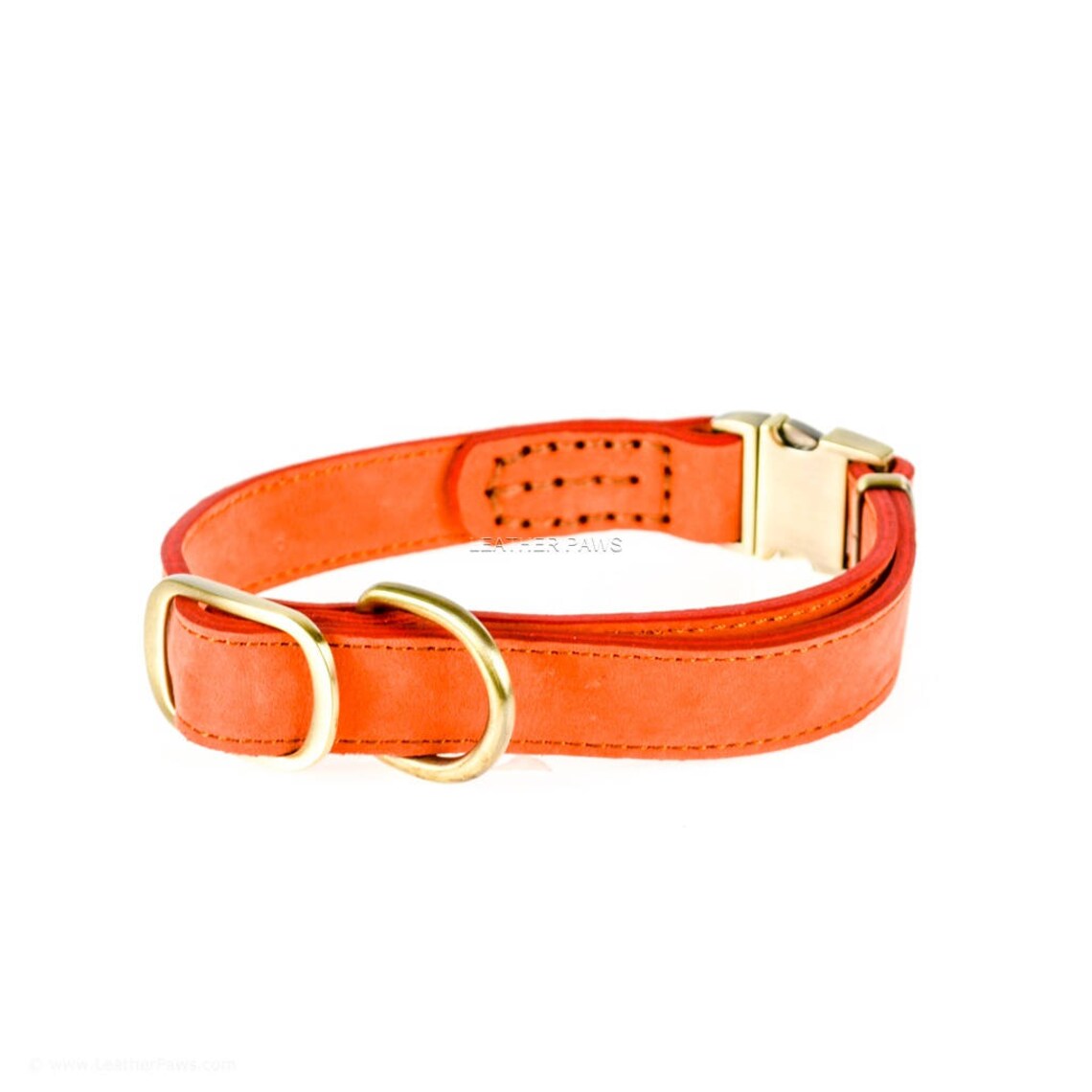 Leather Dog Collar Snap on for Quick Release Brass Real Genuine Leather ...