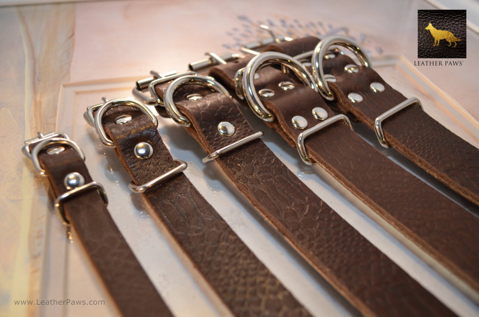 Dark Brown Textured Leather Dog Collar Made With Real Genuine Leather ...