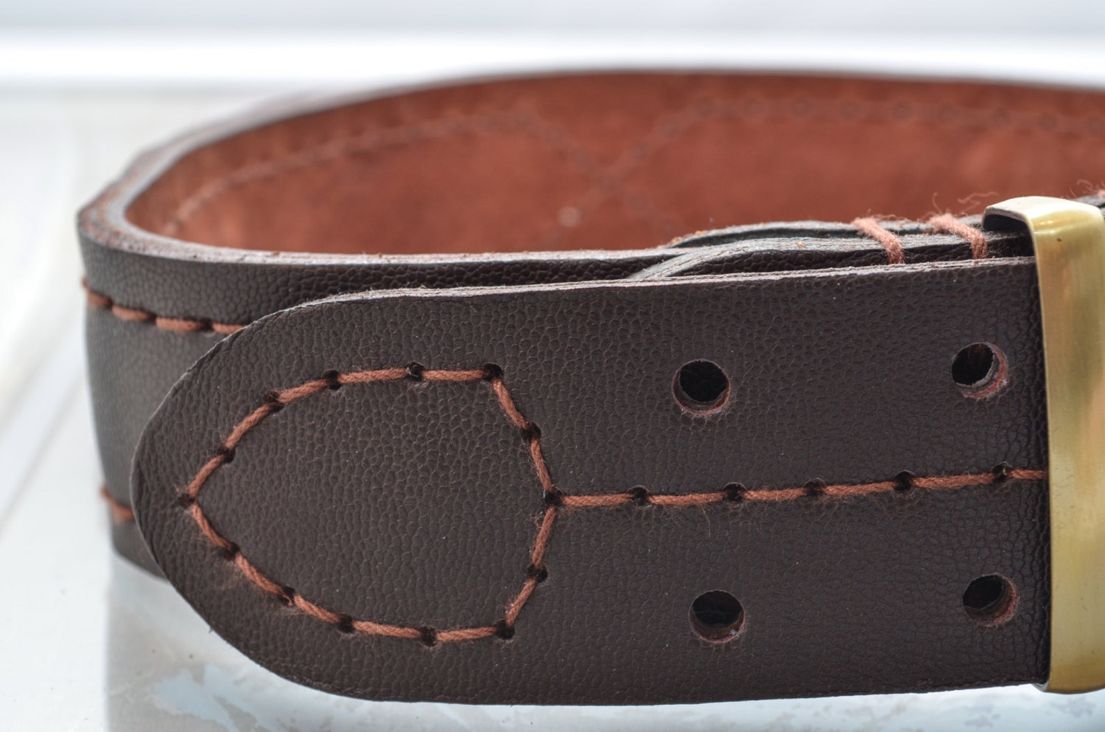 2 Inch 2-in-1 Large Leather Dog Collar With Leash Handle Brown Leather ...