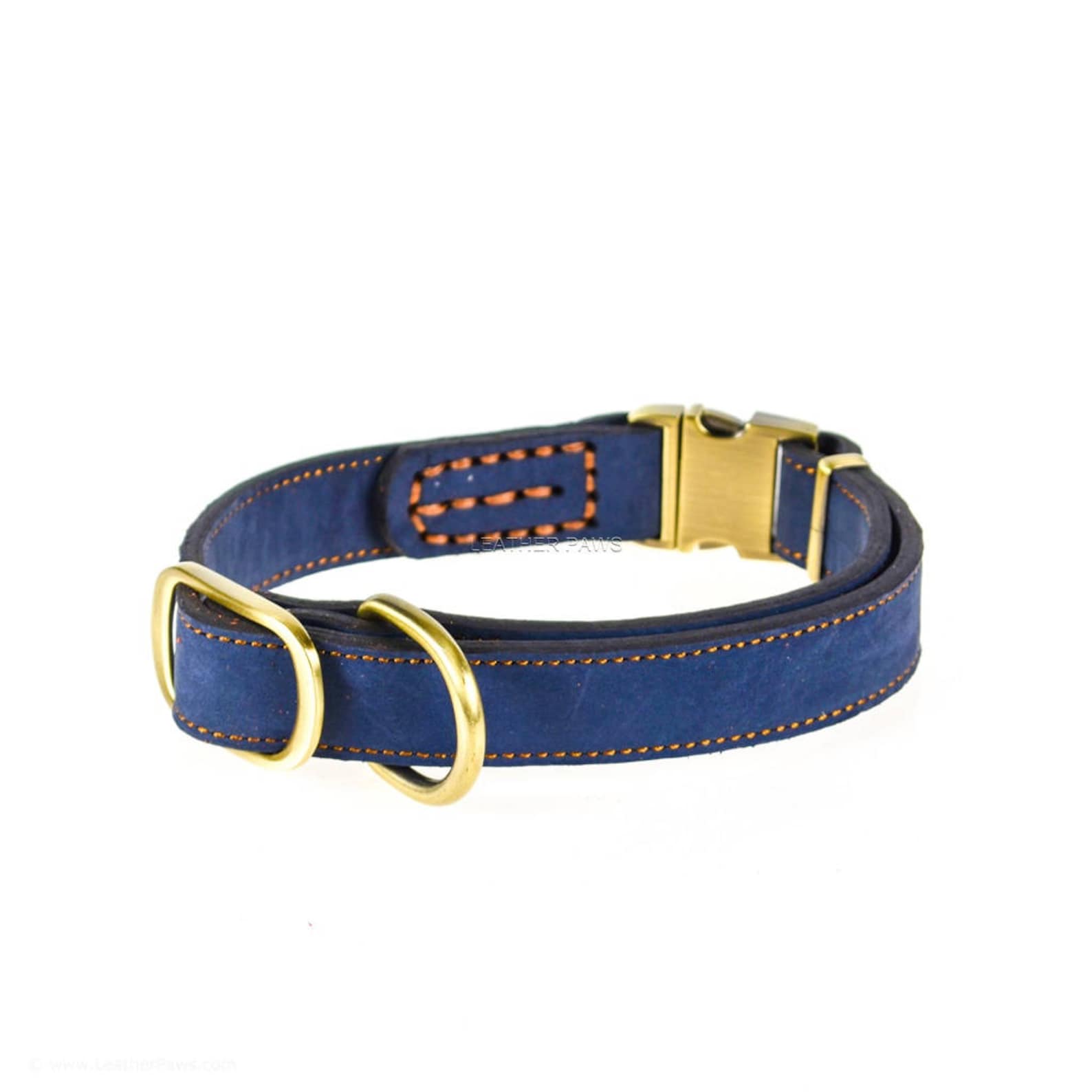 Leather Dog Collar Snap on for Quick Release Brass Real Genuine Leather ...