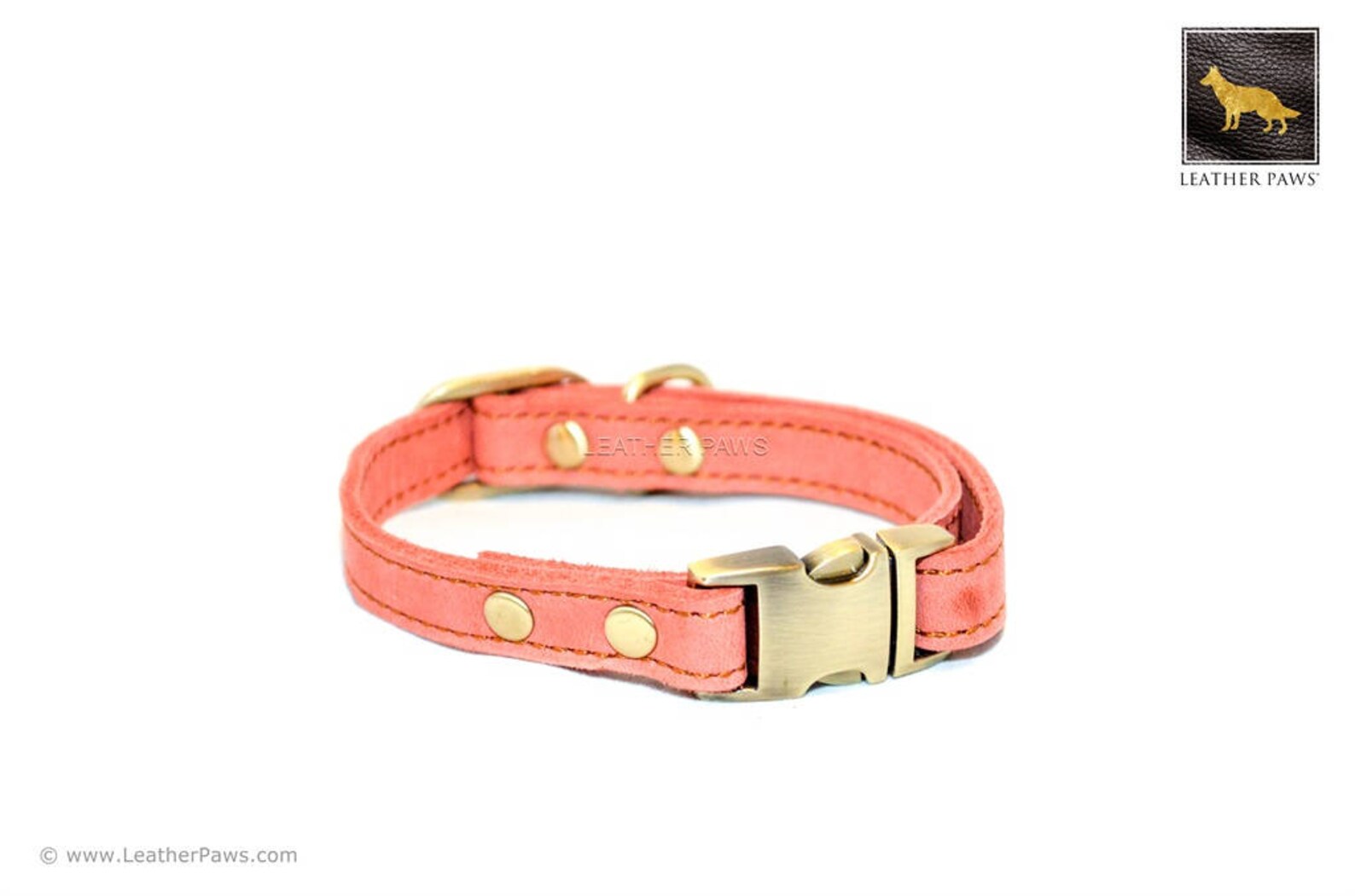 Leather Dog Collar Snap on for Quick Release Brass Real | Etsy