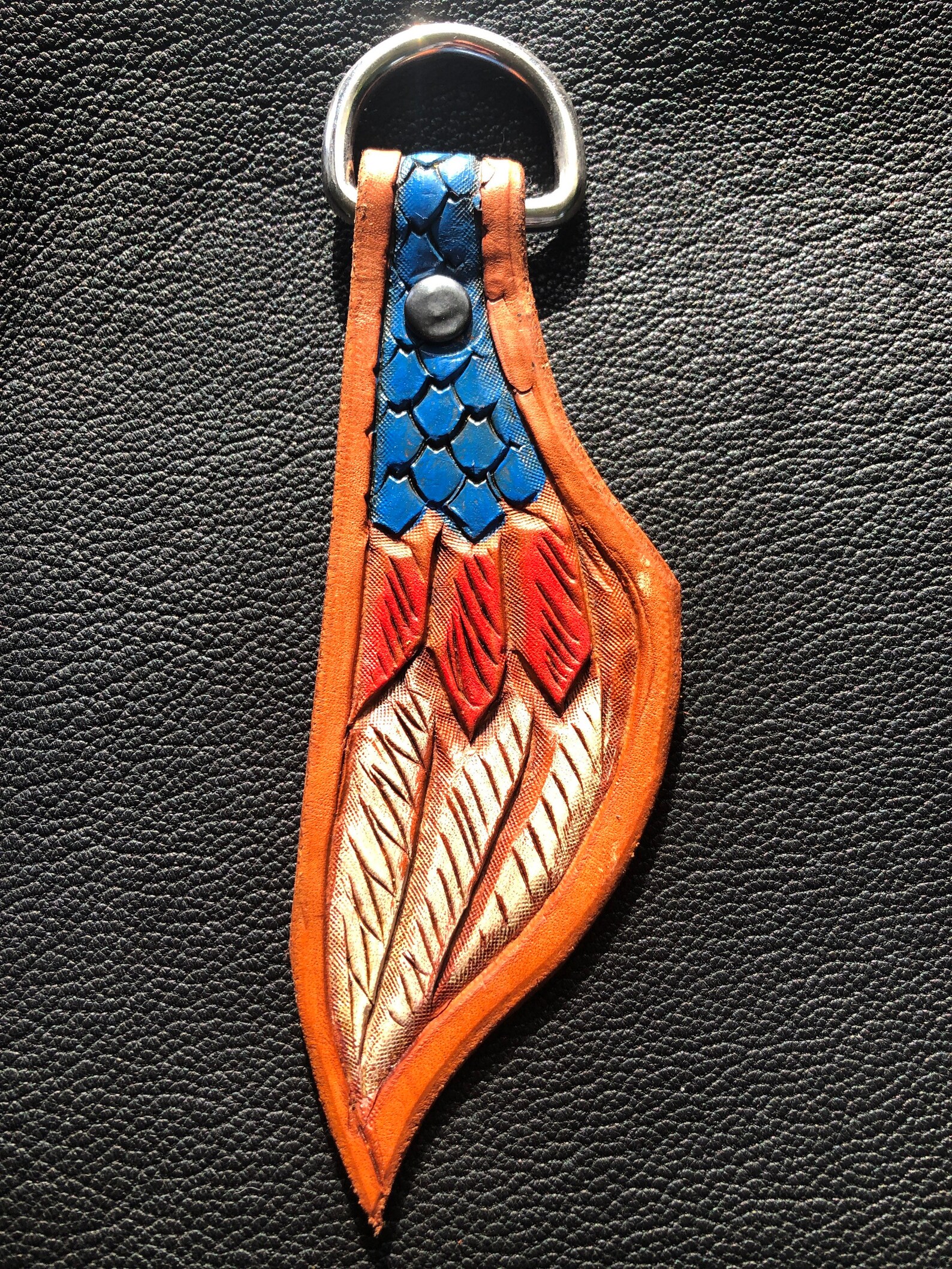 Leather Tooled Keychain | Etsy