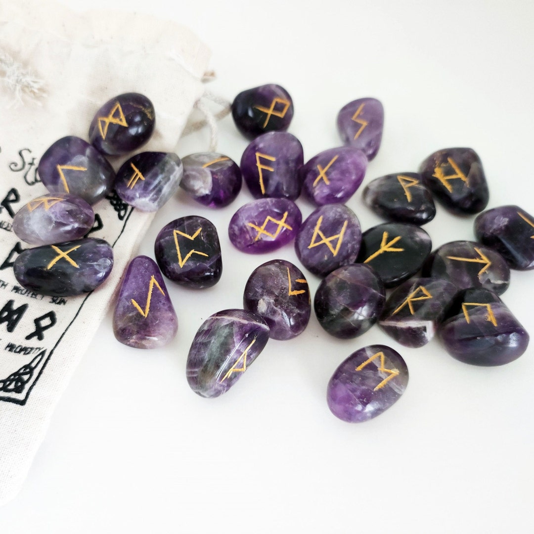 Amethyst Rune Stones Elder Futhark Runes Spiritual Crystal - Etsy