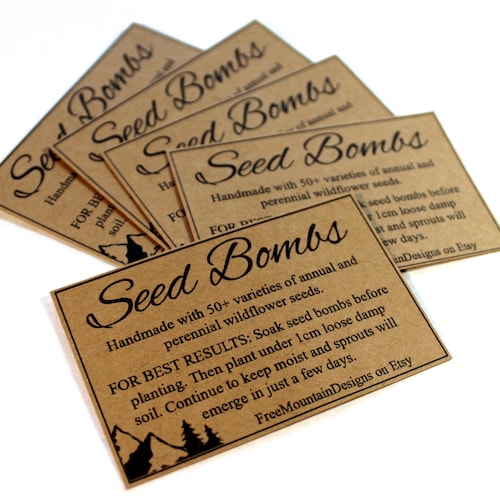 Seed Bomb Planting Instructions Double Sided Cards Color - Etsy