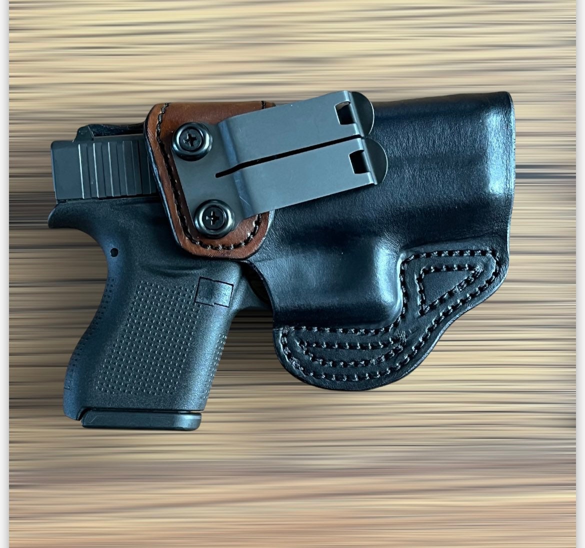 IWB Leather Holster for Glock 43, DCC monoblock clip