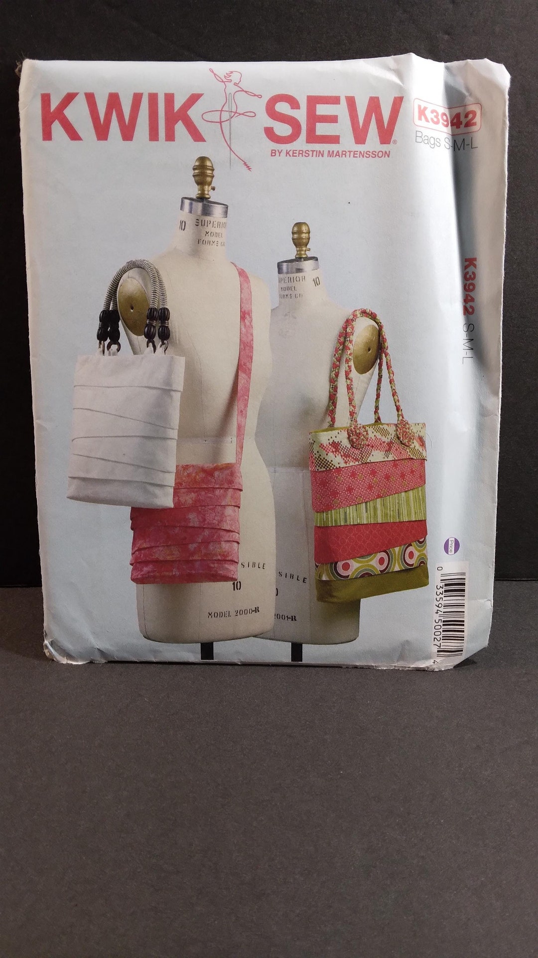 2012 Kwik Sew Bag Pattern K3942, 3 Sizes, by Kerstin Martensson, Uncut ...