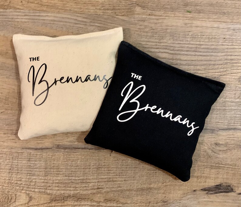 8 Custom Last Name Family Name Bean Bags With Script Font for | Etsy