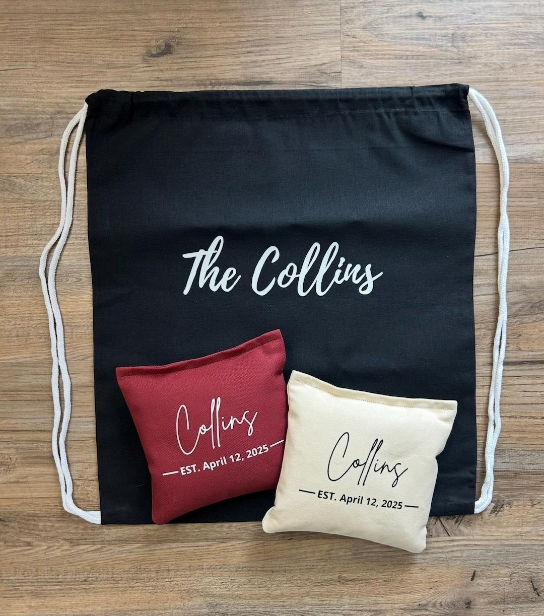 Cornhole Drawstring Backpack Bean Bag Holder Customized Bag Bride and ...