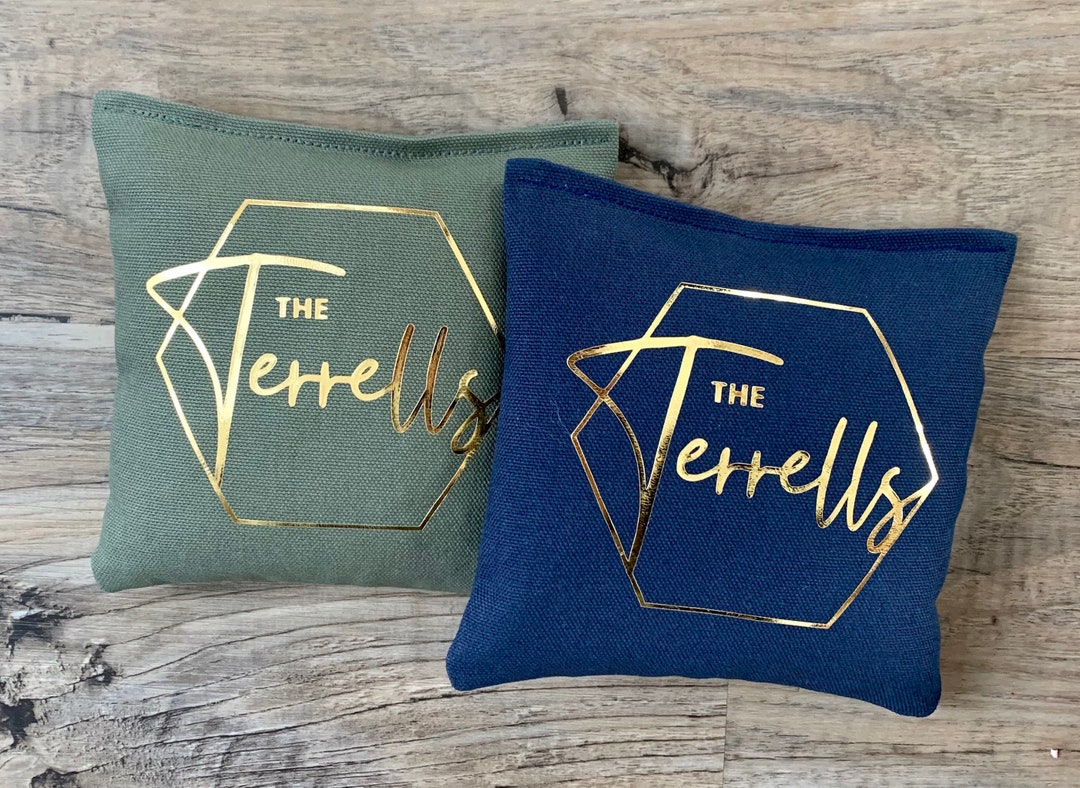 Modern Wedding Custom Last Name Bean Bags for Cornhole Gift for Bride ...