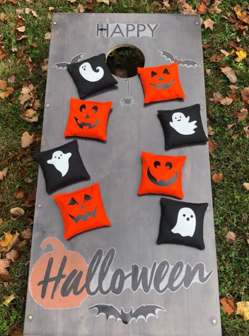 Halloween Set of Cornhole Bean Bags With Ghost and Pumpkin Halloween Party Game School Activity ...