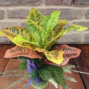 Artificial Mini Croton Bush. Silk Flower Floral Arrangements - Etsy
