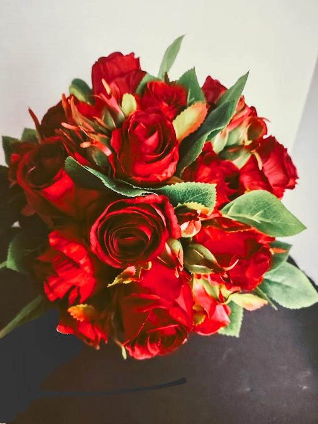 Artificial Red Rose Bouquet Weddings Floral Arrangements - Etsy