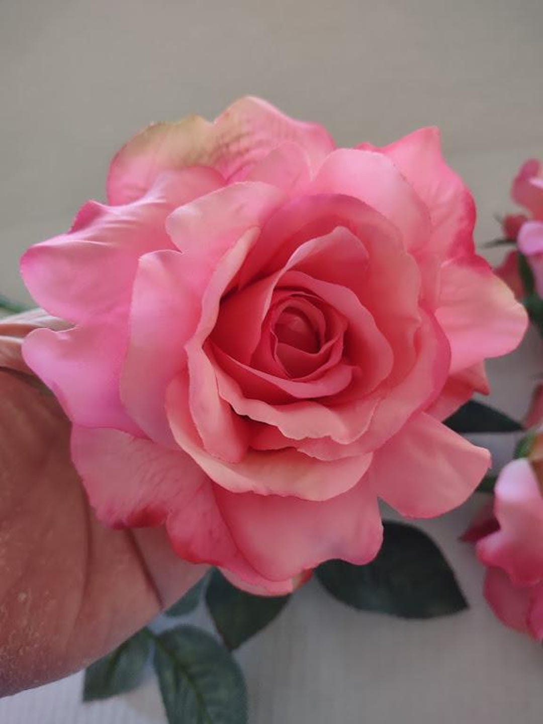 Three Long Stem Real Touch Silk Roses PINK - Etsy