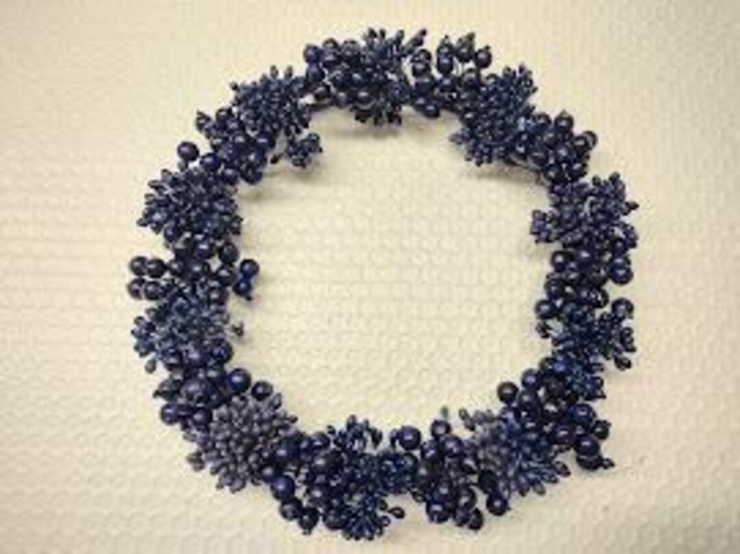 NAVY BLUE Beaded Candle Ring. for a 4 Pillar Candle - Etsy