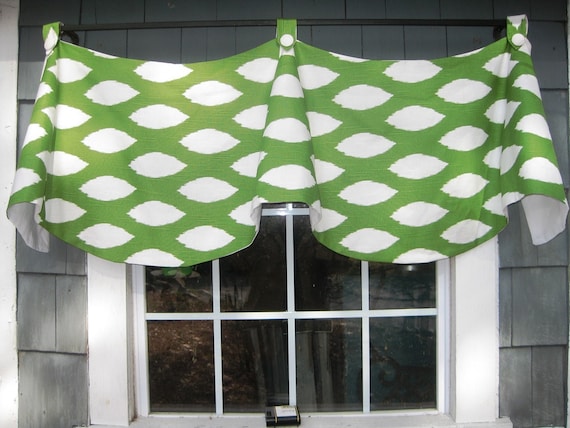 Valance Curtain Claudine Button Tab Scalloped Window Treatment | Etsy