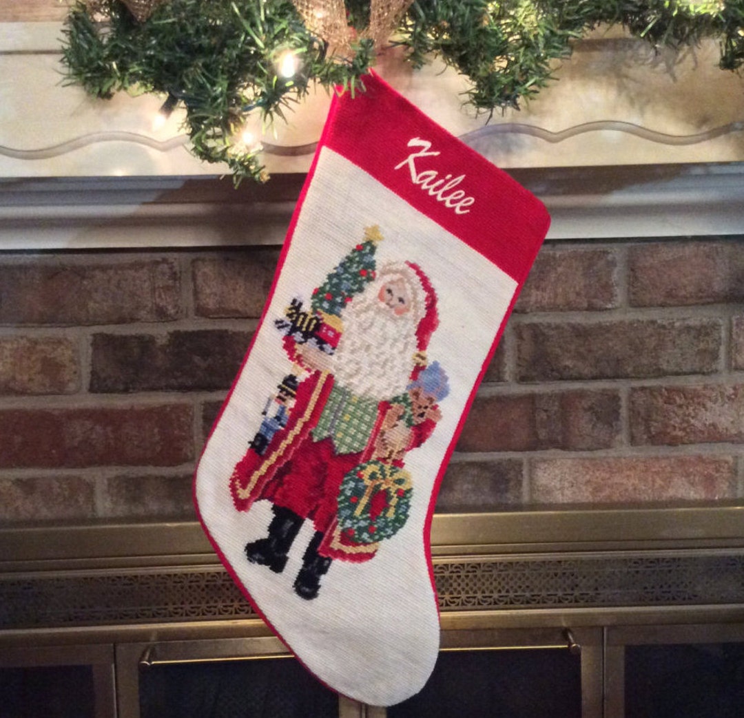 Santa Claus Personalized Needlepoint Christmas Stockings - Etsy