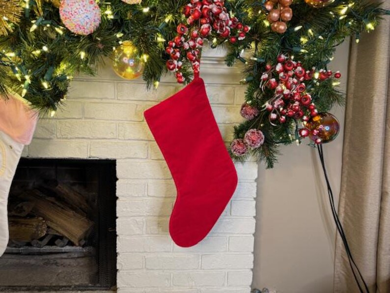 Personalized Needlepoint Christmas Stocking With Velvet Header ...