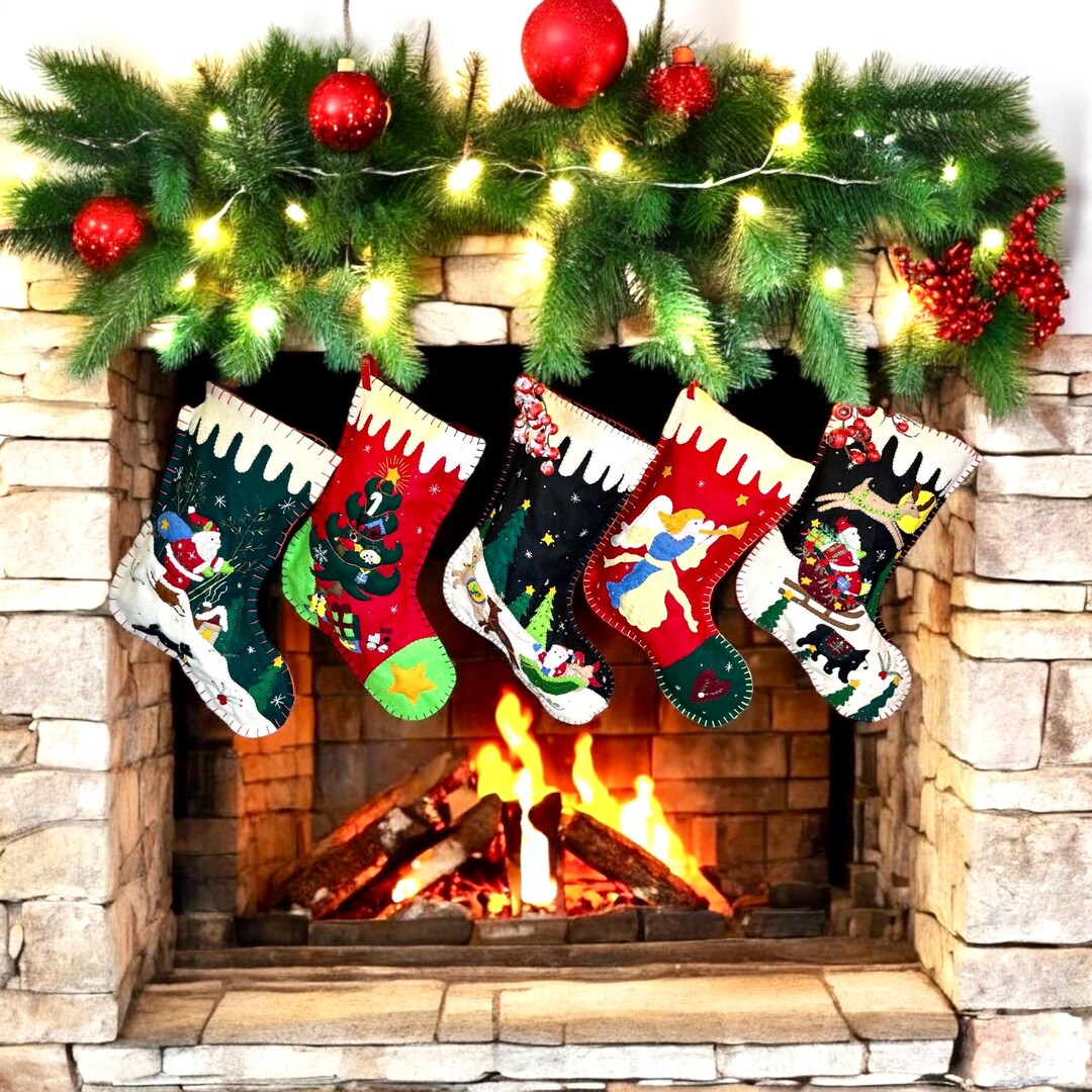 Personalized Vintage-inspired Applique Stockings Unique Christmas ...