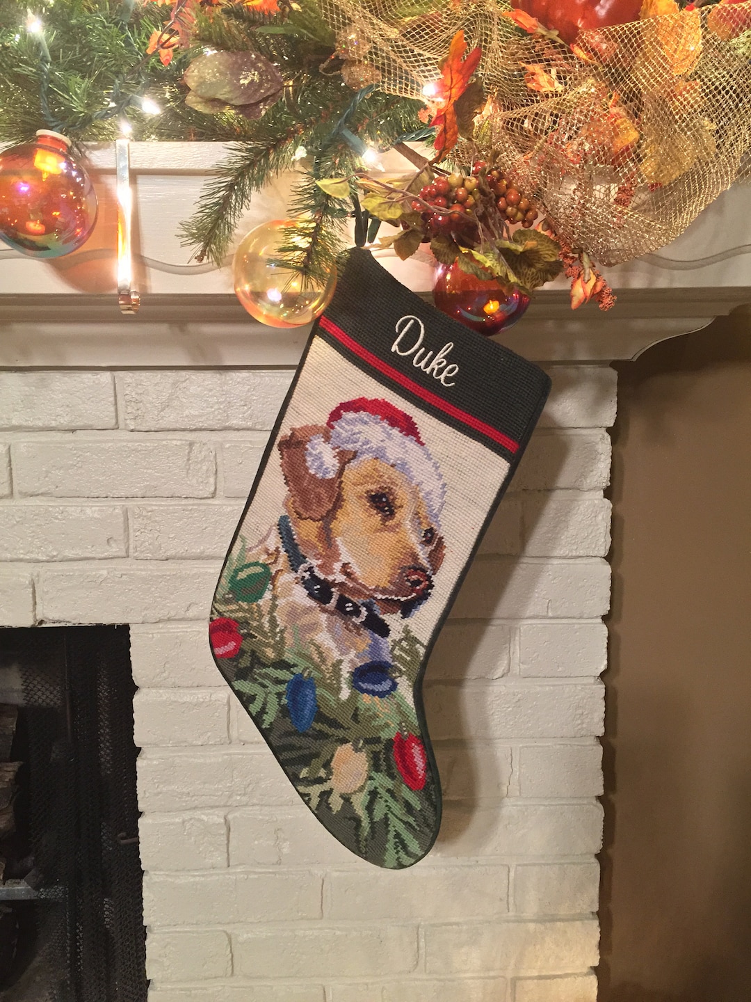 Yellow Lab Dog Stocking Personalized Needlepoint Christmas Stockings ...