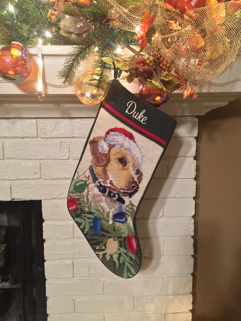 Yellow Lab Dog Stocking Personalized Needlepoint Christmas - Etsy