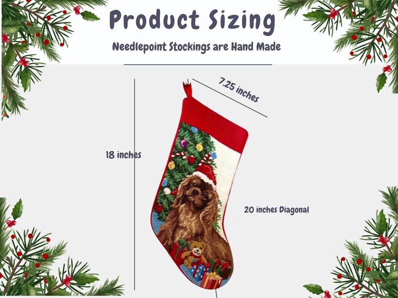 Ruby King Charles Christmas Stocking: Embroidered Name on Needlepoint ...