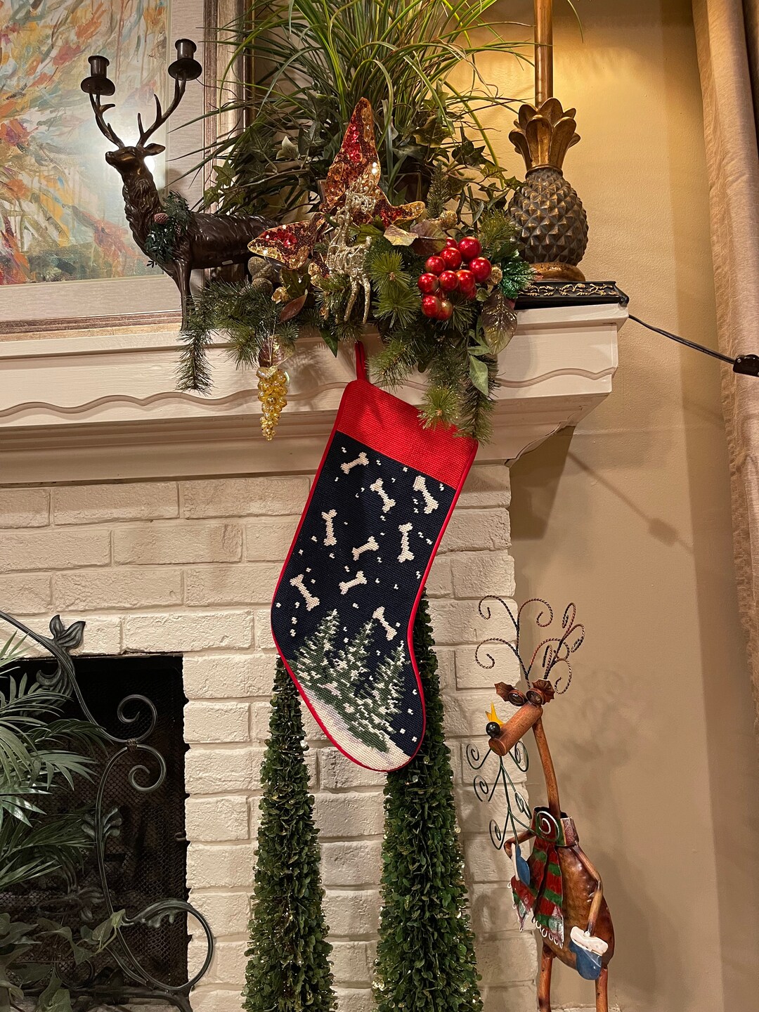 Dog Bone Needlepoint Personalized Christmas Stockings for Dogs ...