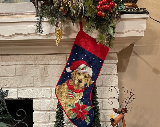 Golden Retriever Christmas Stockings Personalized Needlepoint Dog ...