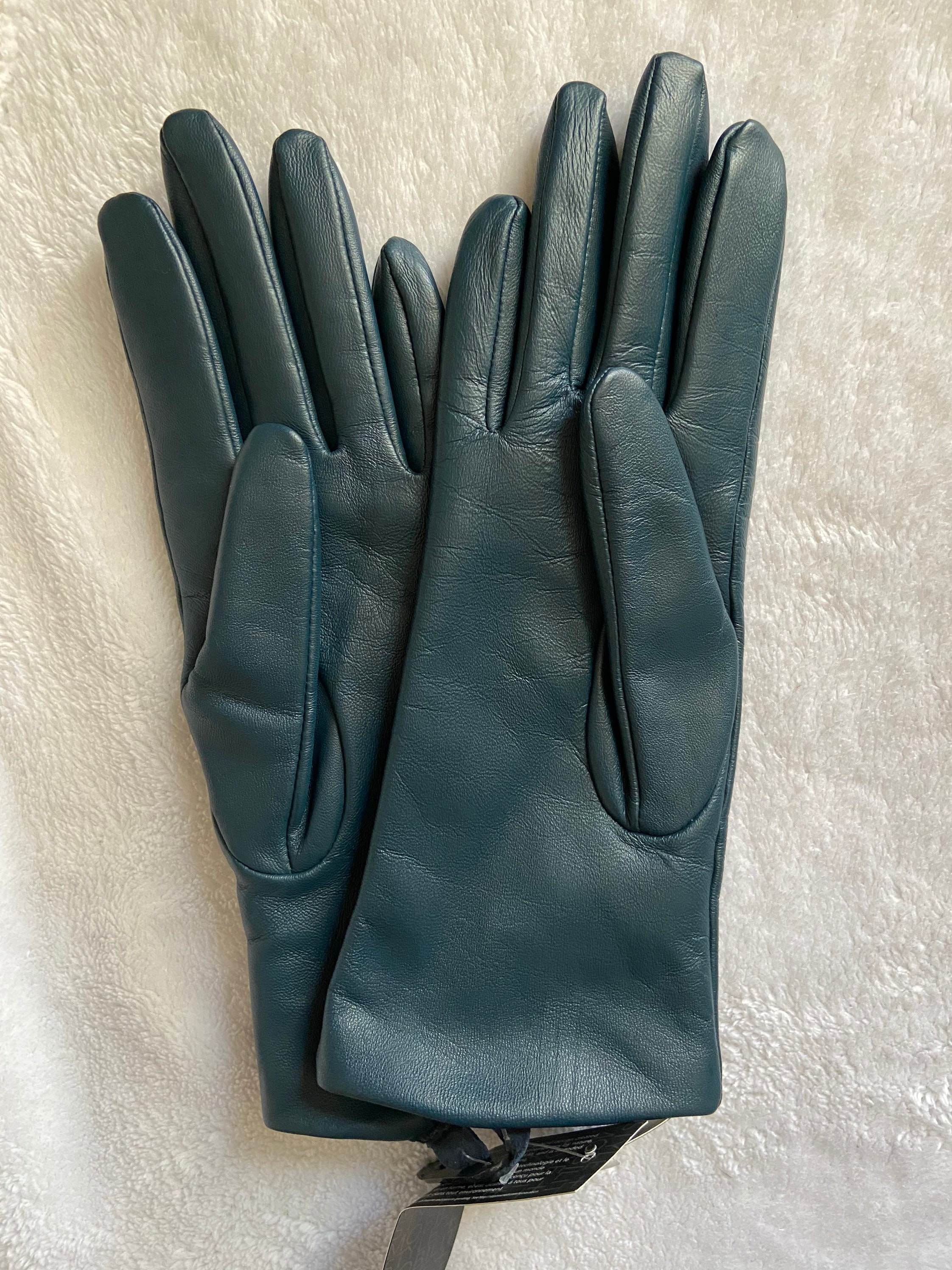Fashionable Teal Leather Gloves | Etsy
