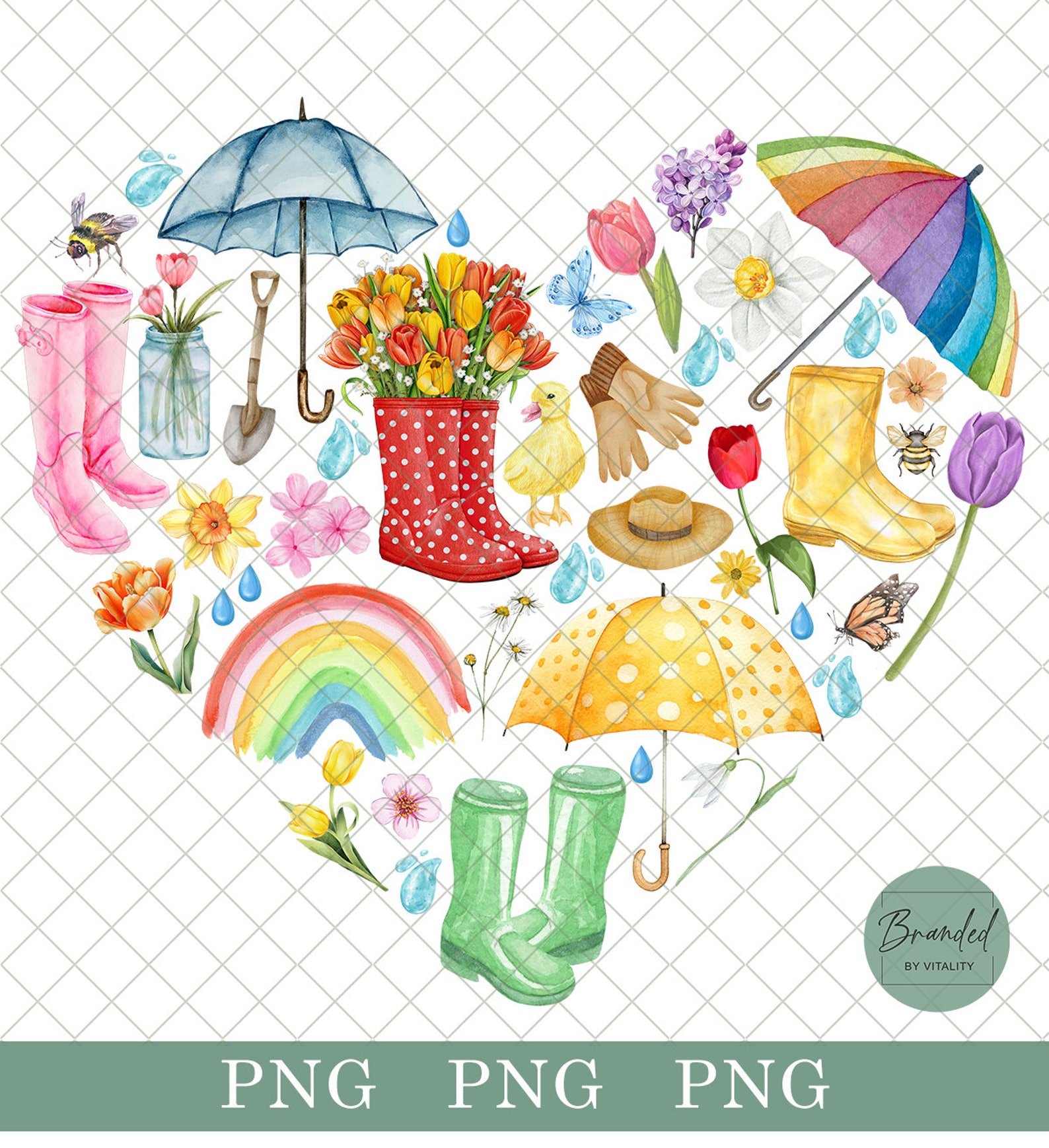 Spring Heart Collage PNG - Etsy