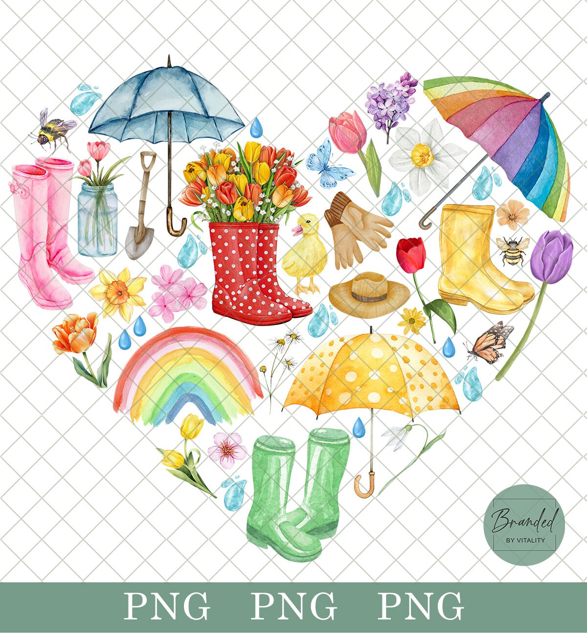 Spring Heart Collage PNG - Etsy