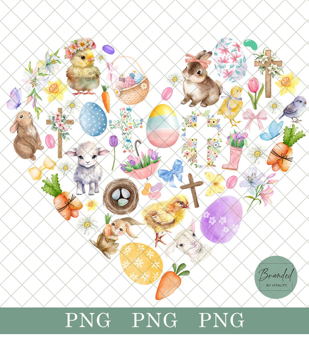 Easter Heart Collage PNG - Etsy