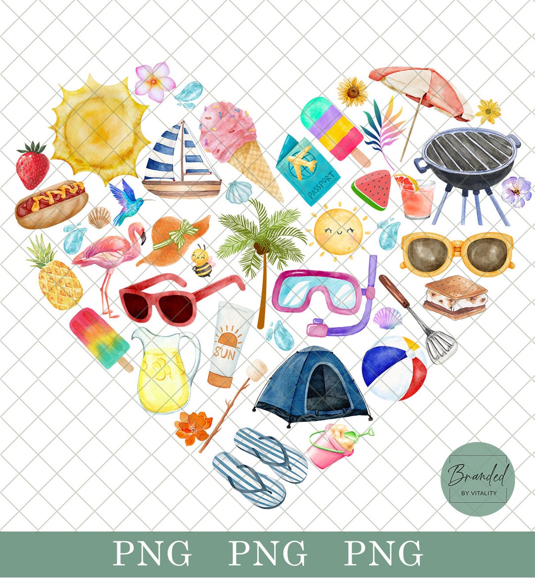 Summer Heart Collage PNG - Etsy