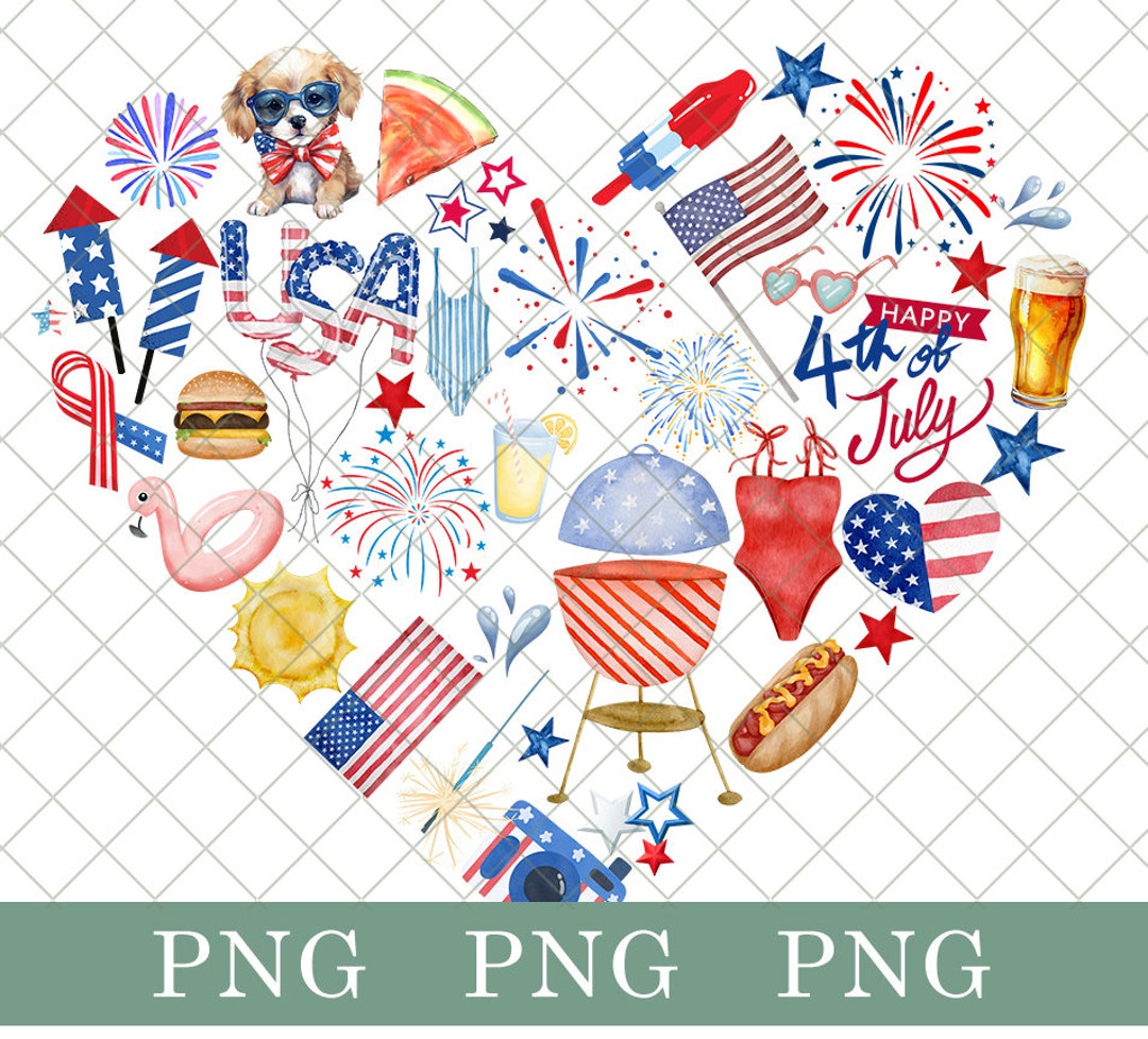 4th of July Heart Collage PNG - Etsy