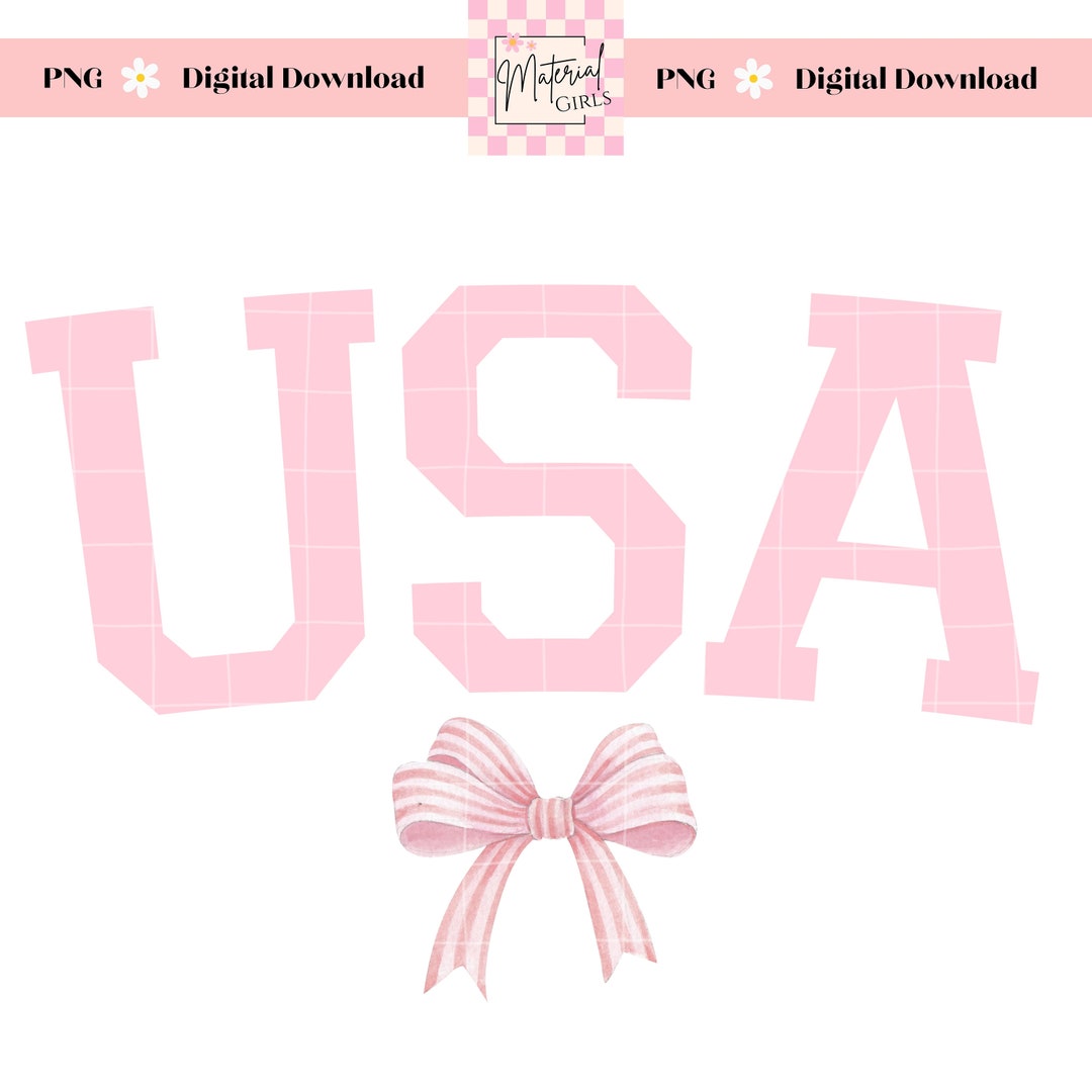 Pink USA With Bow PNG Digital Download - Etsy