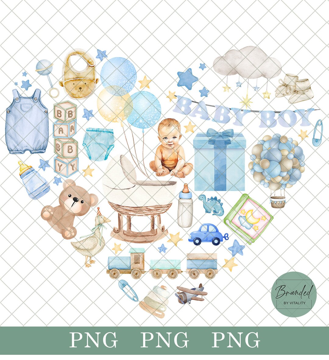 Baby Boy Heart Collage PNG - Etsy