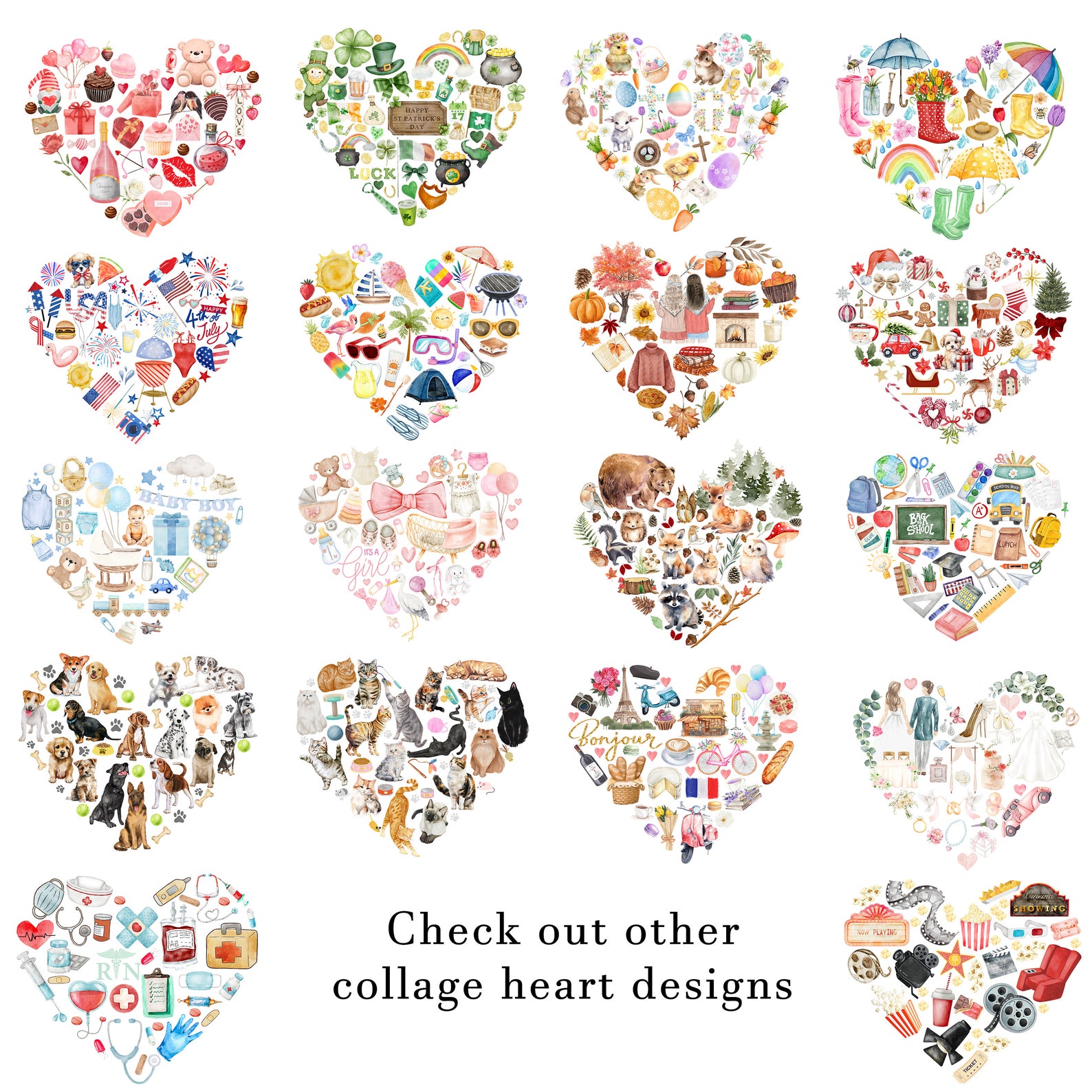 Spring Heart Collage PNG - Etsy