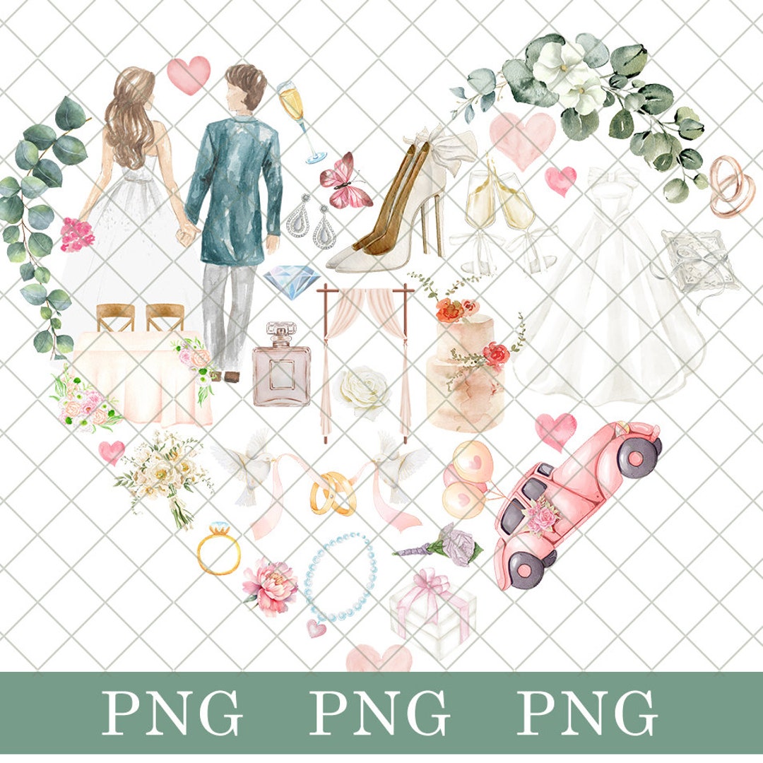 Wedding Heart Collage PNG - Etsy