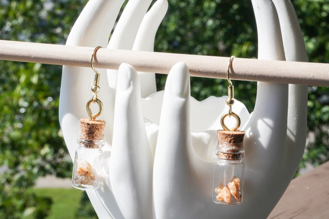 Quartz Crystal Bottle Earring, Quartz Crystal Earrings, Bottle Earrings ...