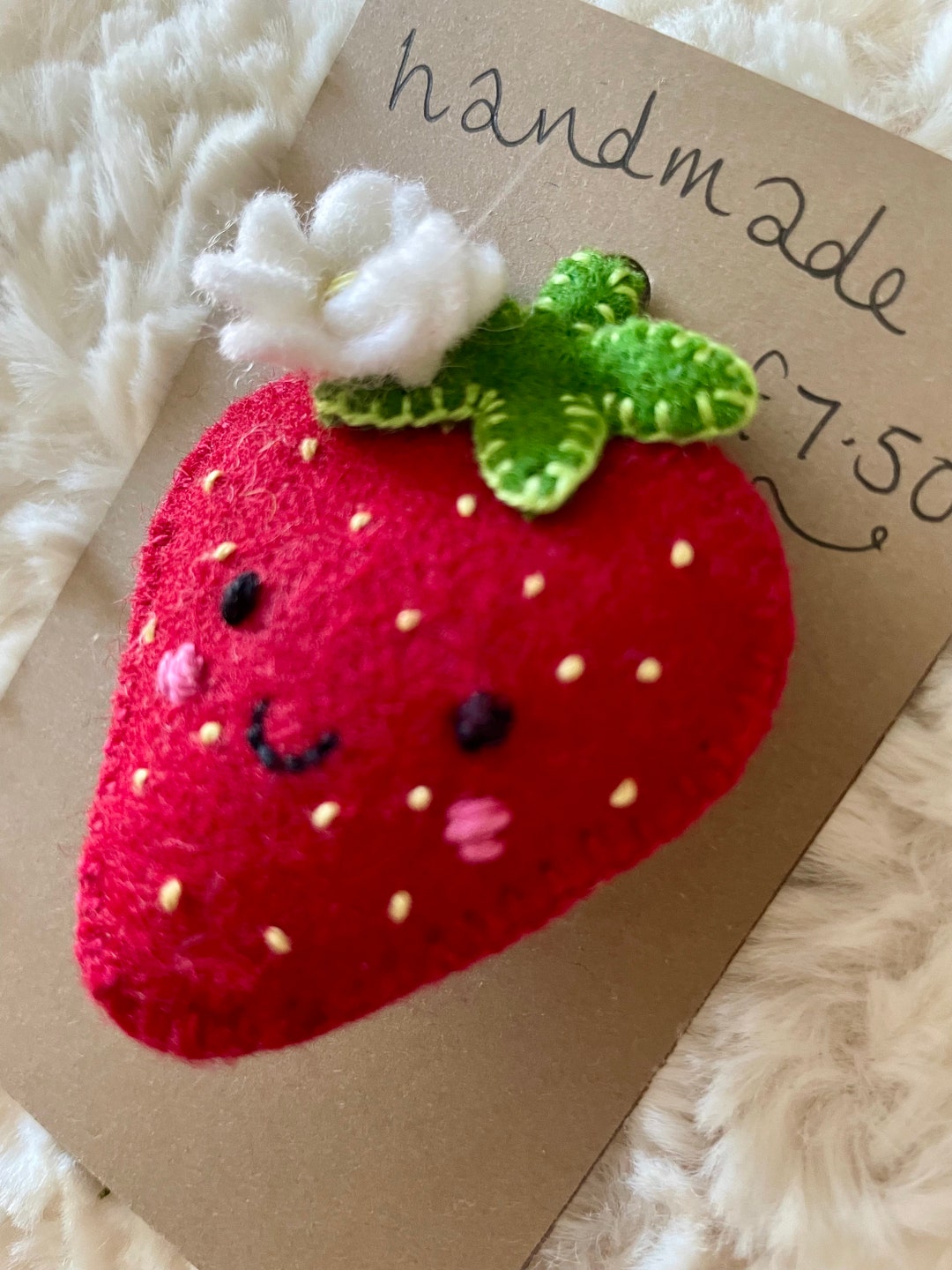Strawberry Felt Pin Badge - Etsy