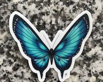 Blue Butterfly Sticker - Etsy