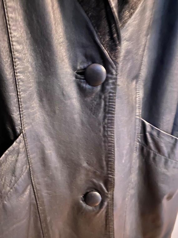 Vintage Brandon Thomas Black Leather Trench Coat Ladi… - Gem