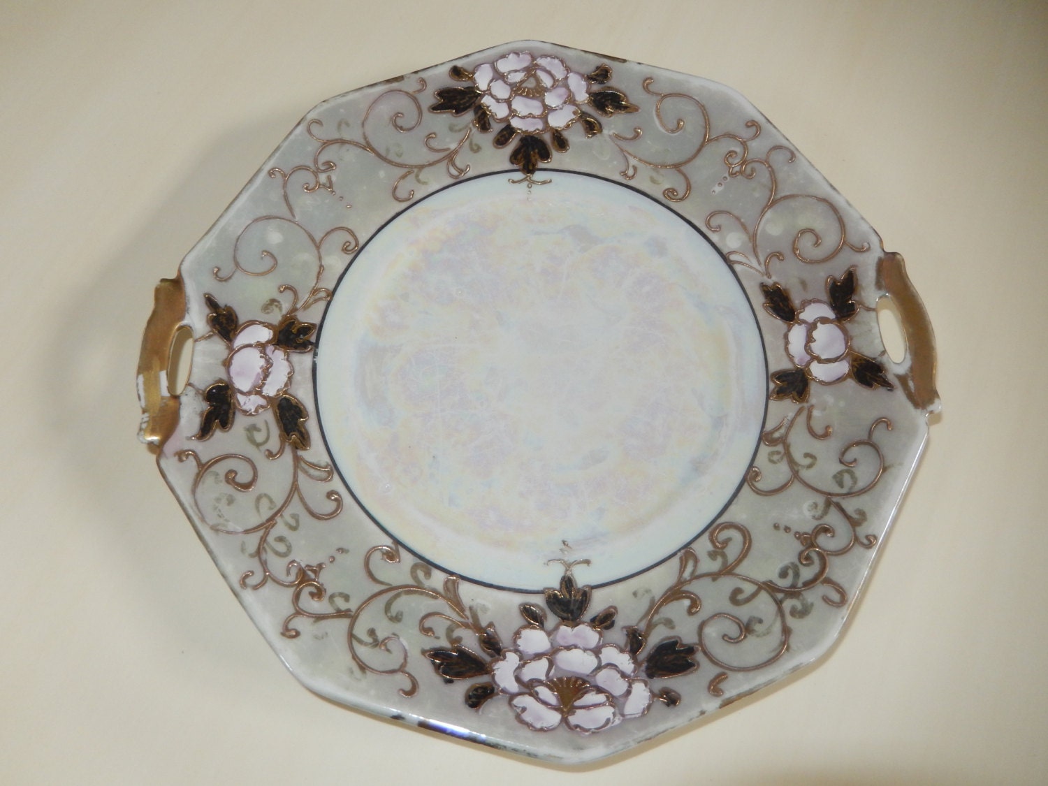 Home & Living Vintage Hand Painted Cake Plate Cake Stands Kitchen ...