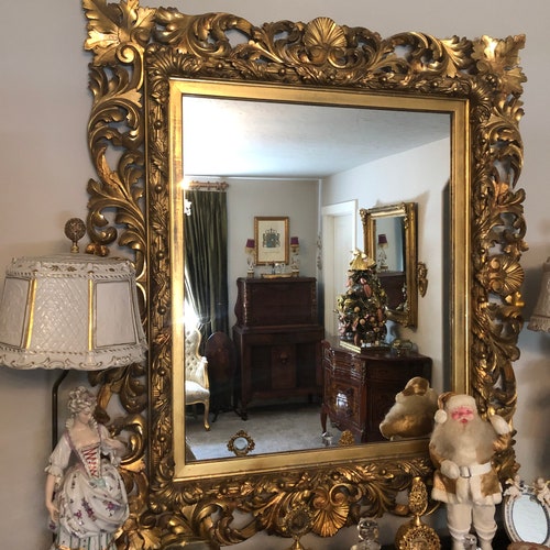 Ornate Gold Leaf Mirror Large Wall Art 'mystical | Etsy