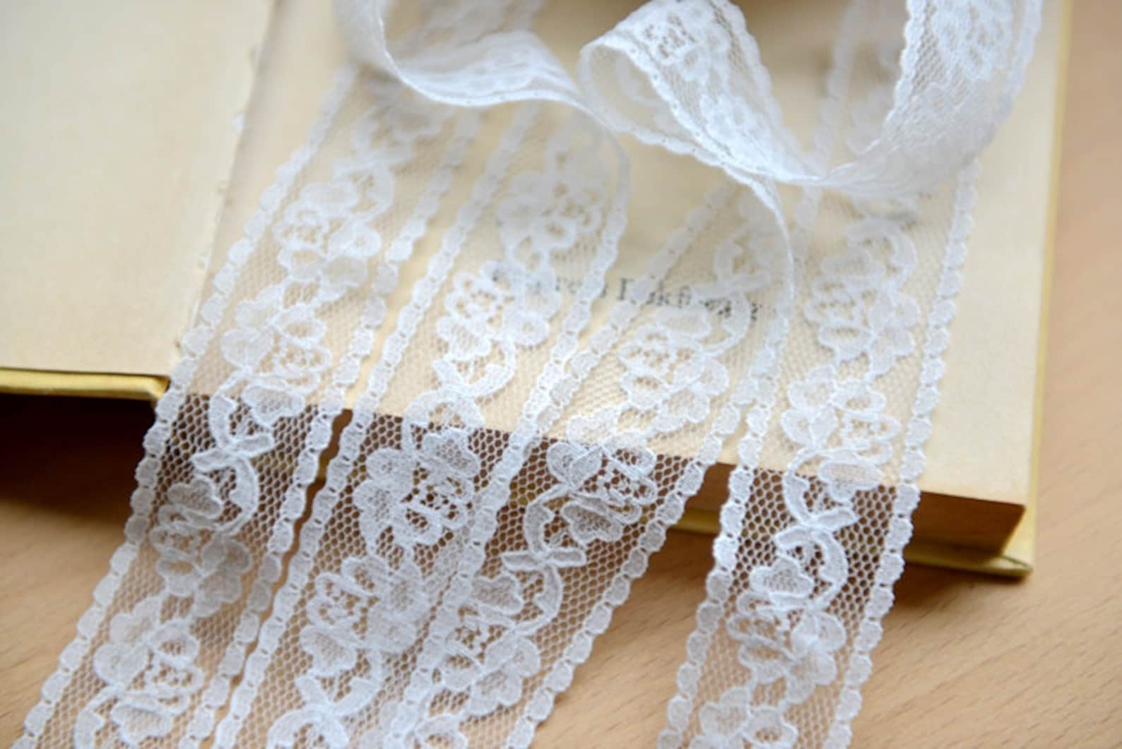 Lace Tape, Ivory Ribbon Lace, Wedding Lace Trim, Lace Ribbon, Raschel ...