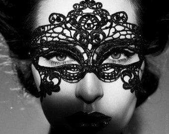 Lace mask / Versatile black lace mask / full face lace veil or