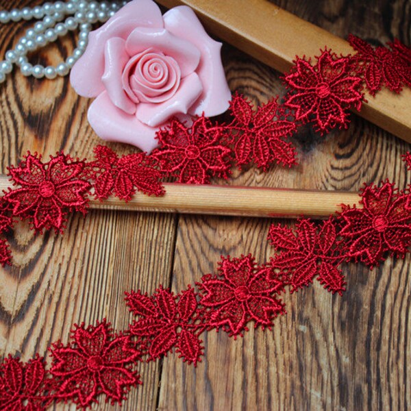 Red Lace Trim - Etsy
