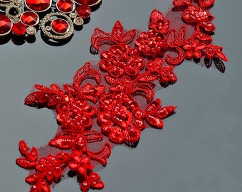 Beaded Red Lace - Etsy