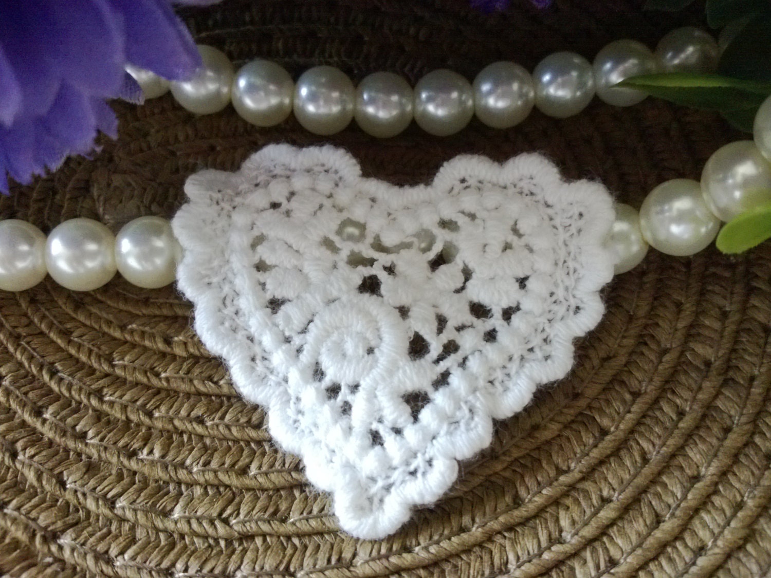 10 PCS Sew on High Quality off White Venice Embroidery Heart Applique ...